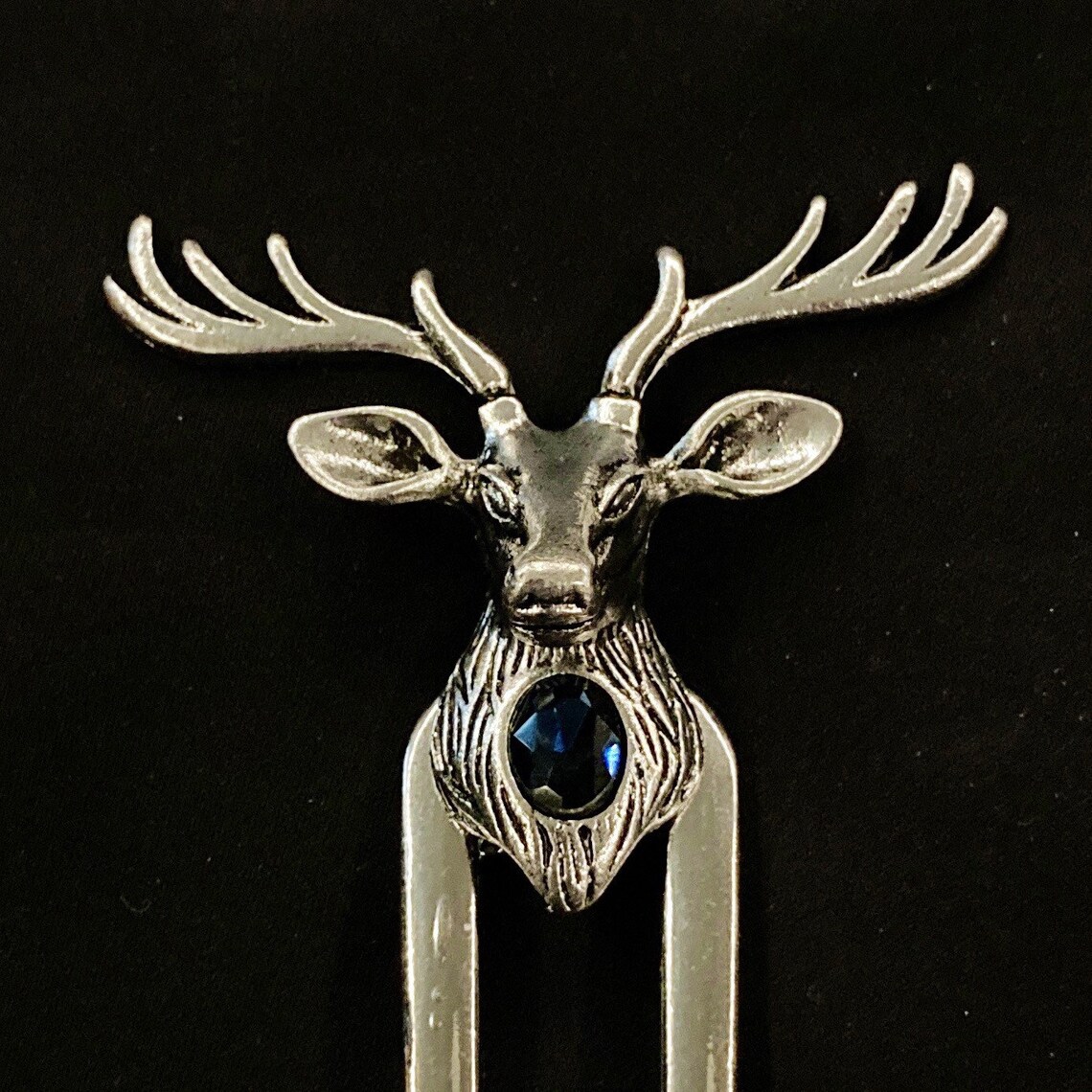 Silver Deer Head, Blue Gem, Deer Antlers, Deer Head Hair Fork, Antlers ...