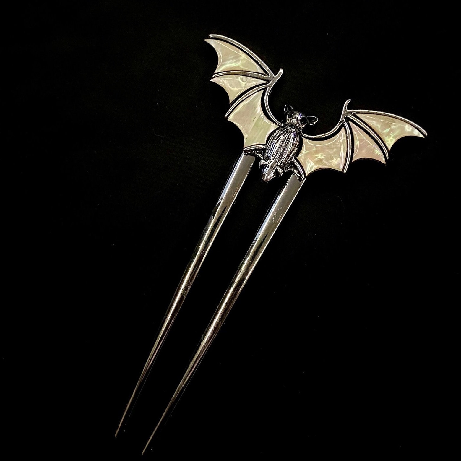 White Bat, Shell Hair Fork, Shell Bat Silver Bat, Bat Hair Pin, Bat ...
