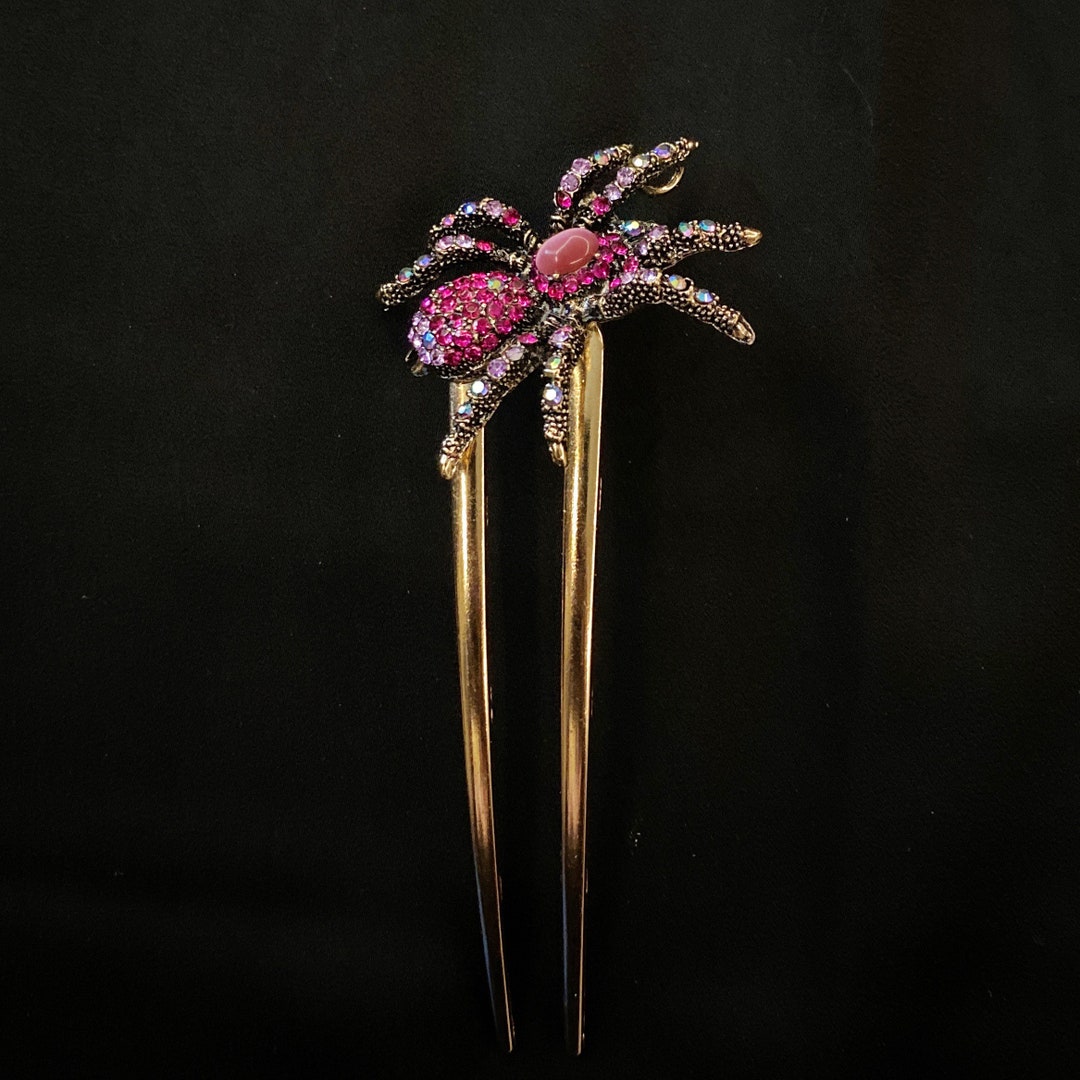 Pink Spider, Spider Hair Fork, Goth Hair Fork, Gold Hair Fork, Spider ...