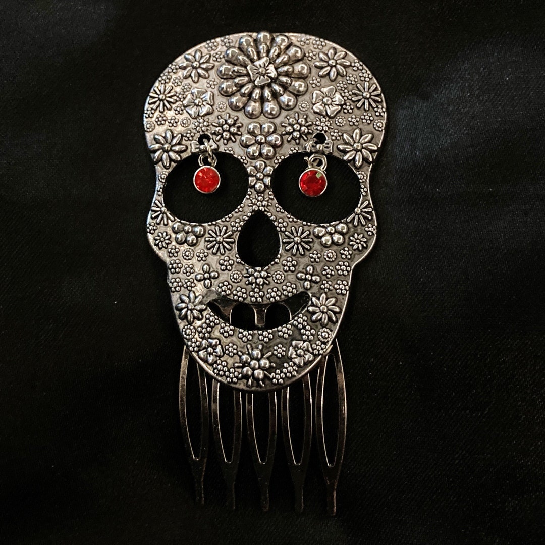 Silver Skull, Hair Comb, Halloween Hair, Skull Hair Comb, Skull Hair ...