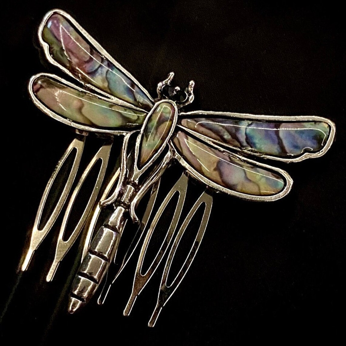Dragonfly Hair Comb, Rainbow Dragonfly, Something Blue, Green Dragonfly ...