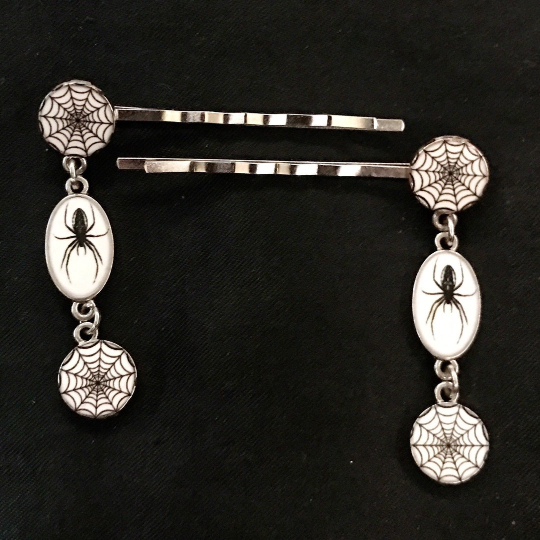 Pair of Hair Pins, Silver Spider Hair Pins, Goth Hair, Spider Hair ...