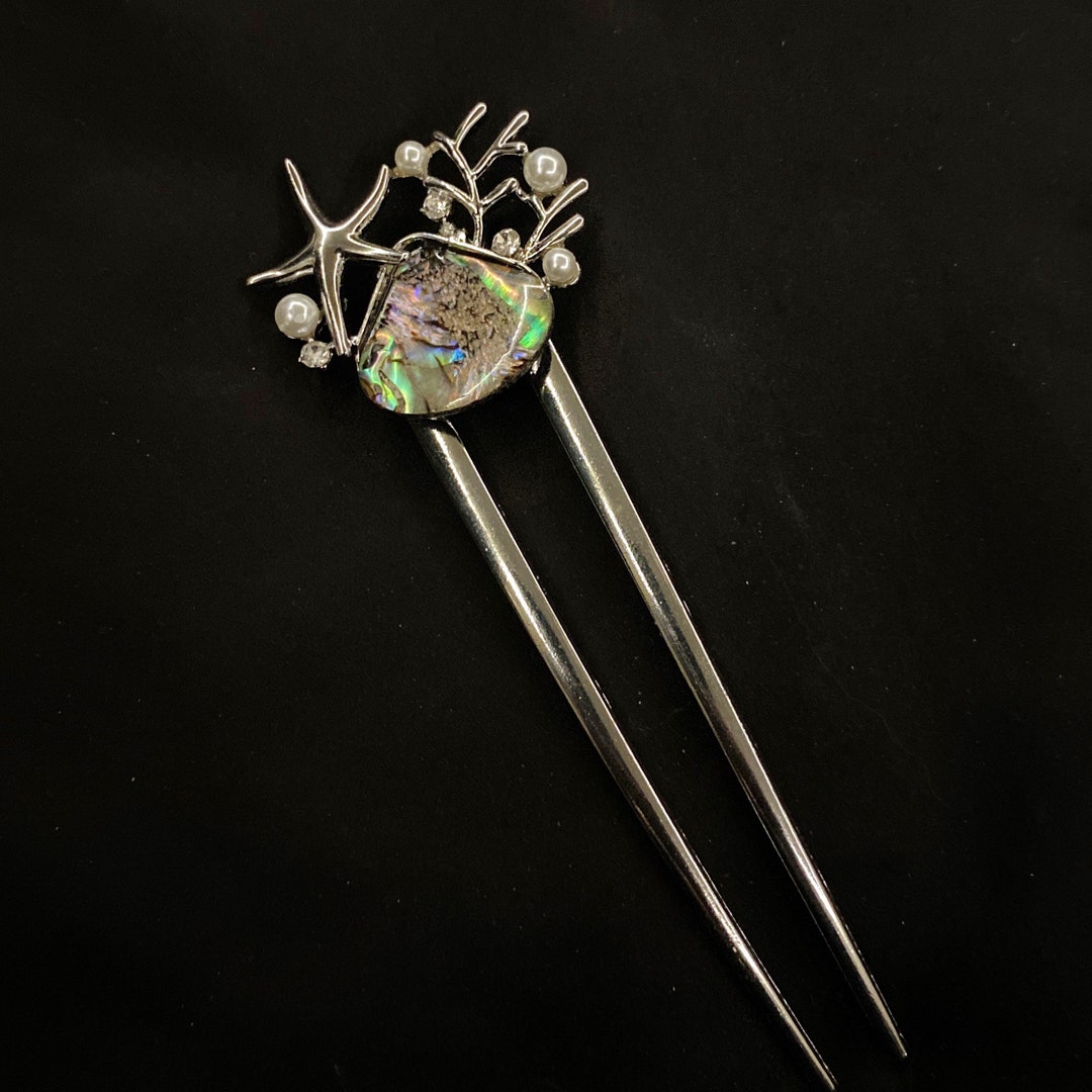 Starfish Hair Fork, Abalone Hair Fork, Scallop Shell, Abalone Shell ...