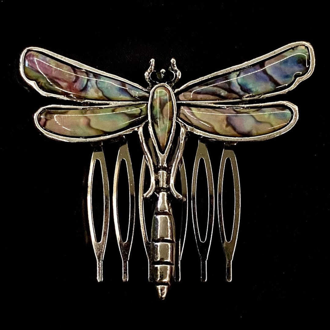 Dragonfly Hair Comb, Rainbow Dragonfly, Something Blue, Green Dragonfly ...