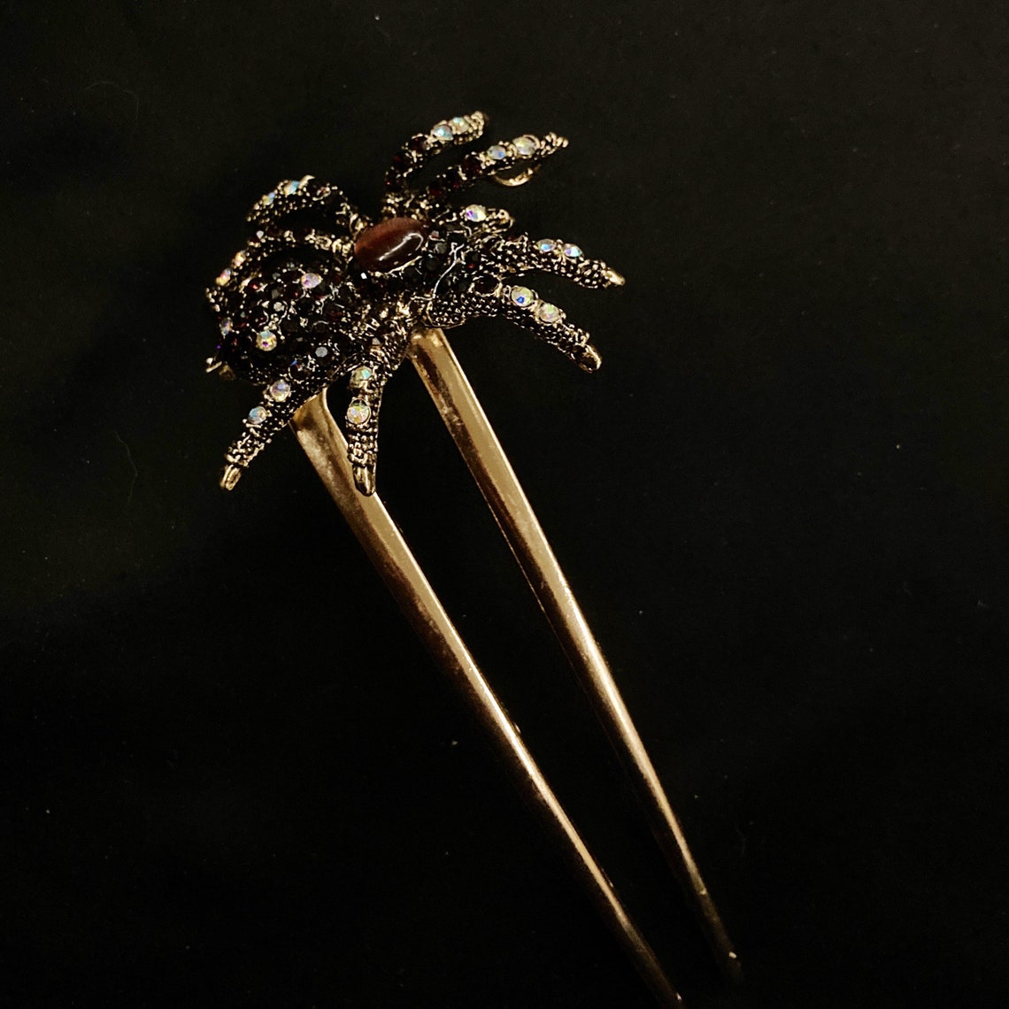 Black Spider, Spider Hair Fork, Goth Hair Fork, Gold Hair Fork, Spider ...