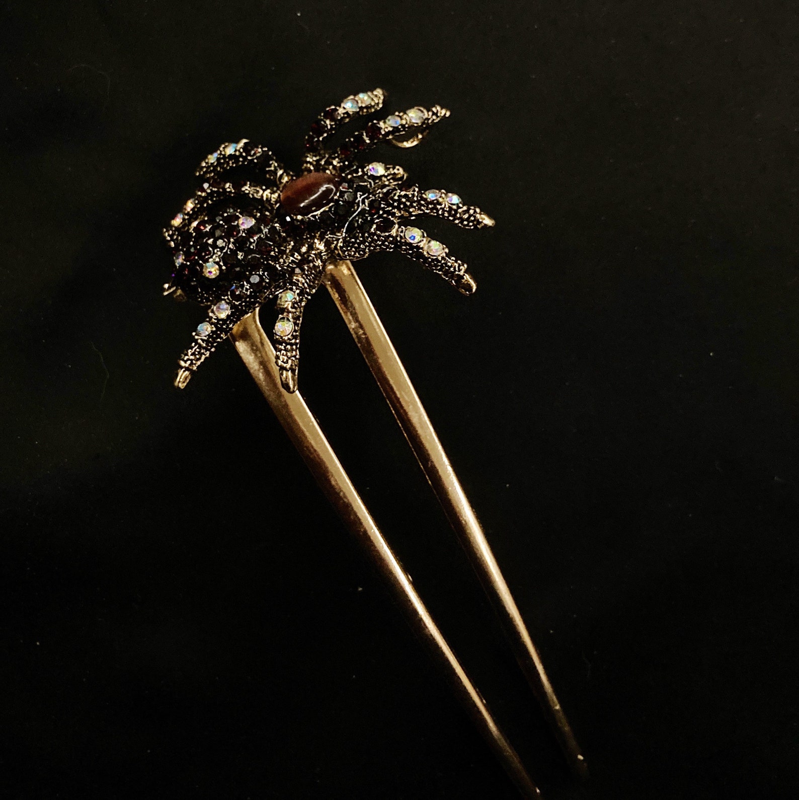 Black Spider, Spider Hair Fork, Goth Hair Fork, Gold Hair Fork, Spider ...