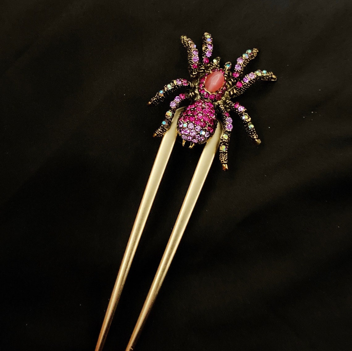 Pink Spider Spider Hair Fork Goth Hair Fork Silver Hair | Etsy