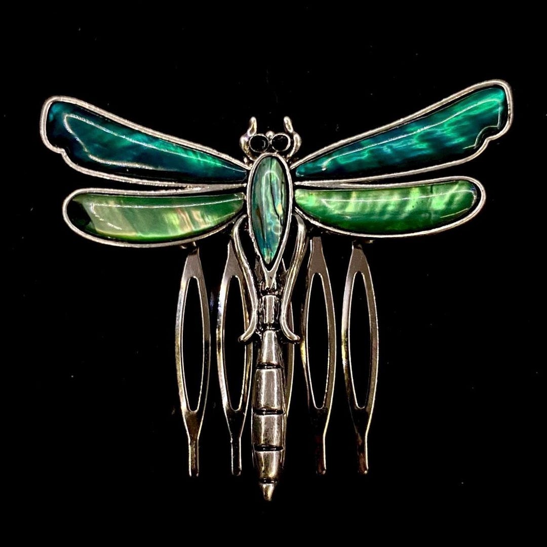 Dragonfly Hair Comb, Shell Dragonfly, Something Blue, Green Dragonfly ...