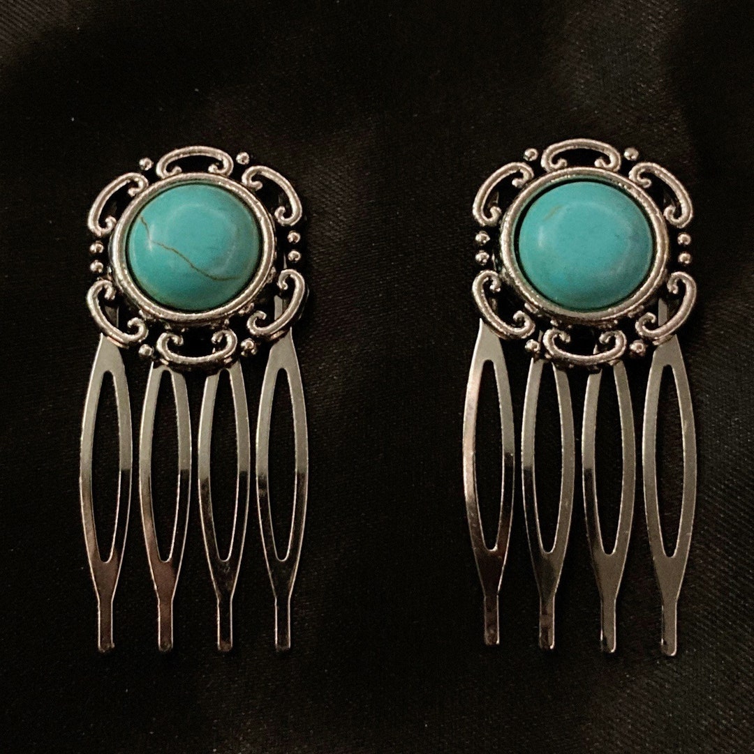 Turquoise Hair Combs, Turquoise Hair, Turquoise Stone, Blue Silver ...