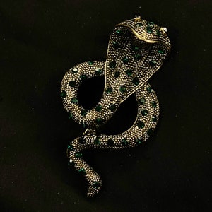 Snake Brooch, Snake Pin, Green Snake, Gold Snake Pin, Gold Snake Brooch ...