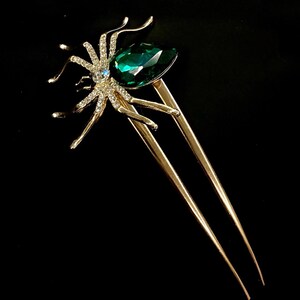 Green Spider, Spider Hair Fork, Goth Hair Fork, Gold Hair Fork, Spider ...