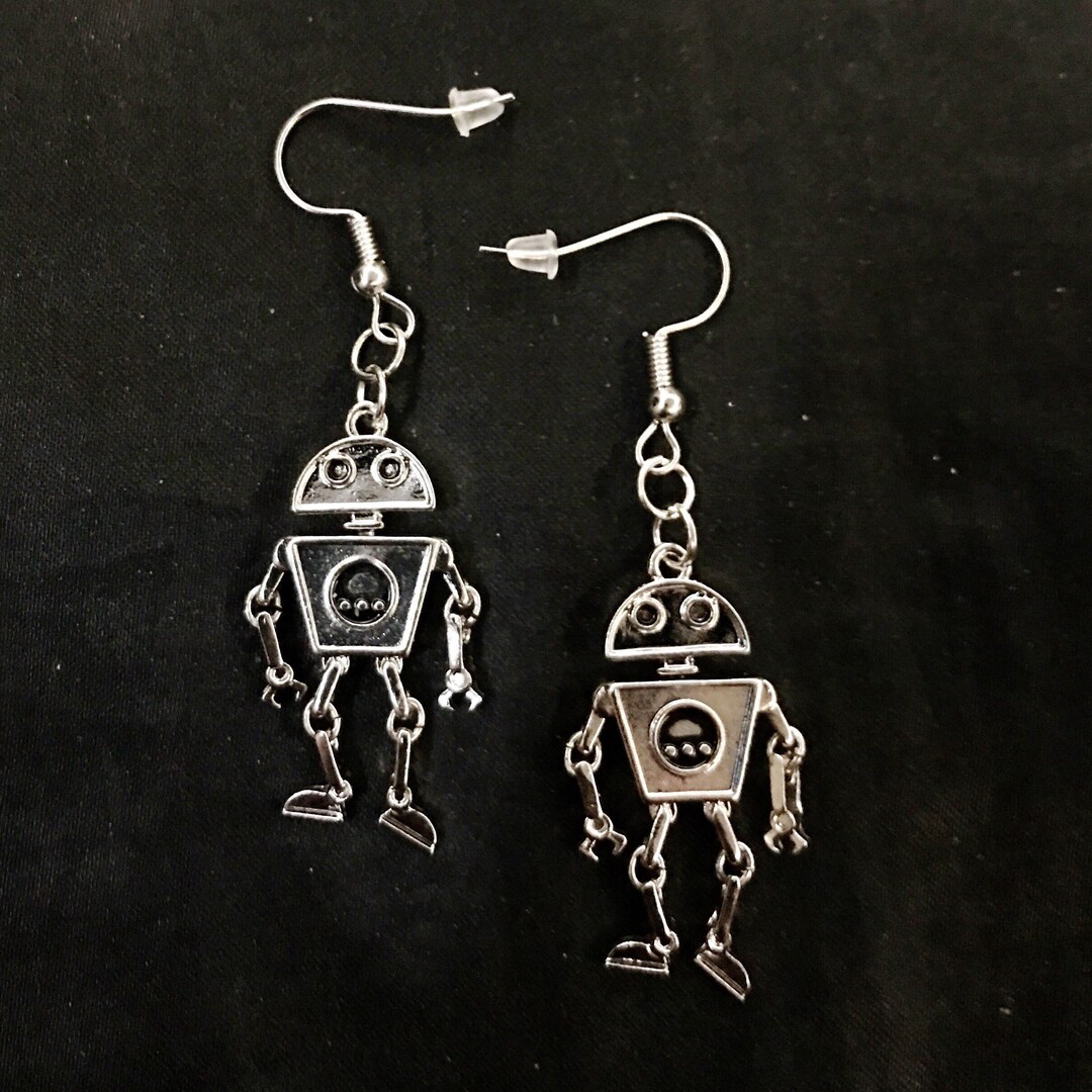Articulated Robot Earrings: Silver Metal Wrench Arms - Etsy