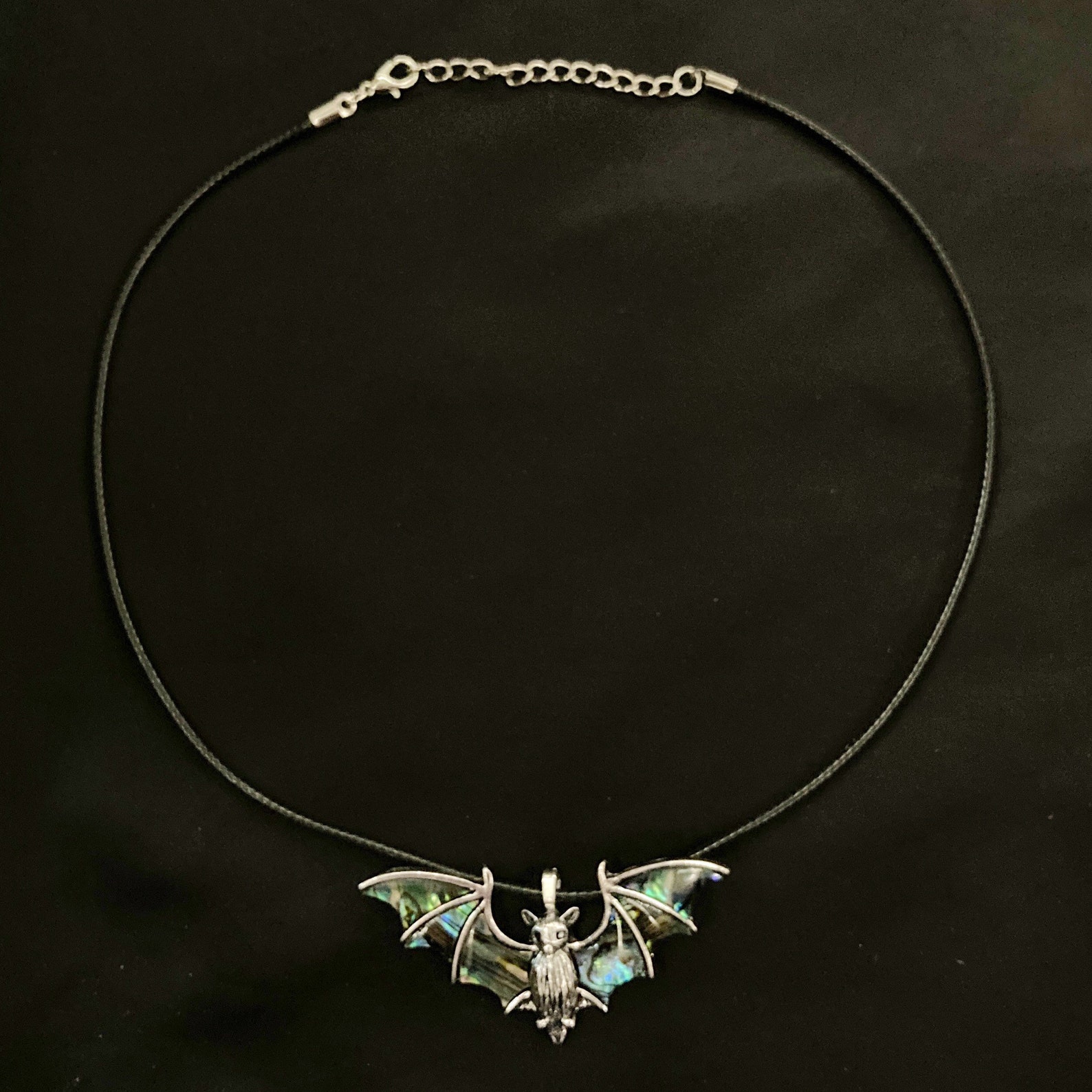 Bat Necklace Abalone Bat Bat Pendant Goth Necklace Gothic - Etsy