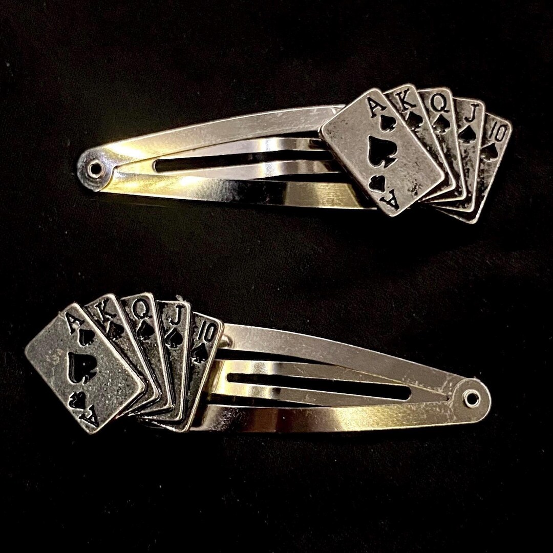 Playing Cards, Ace of Spades, Royal Flush, Contour Clips, Snap Metal ...