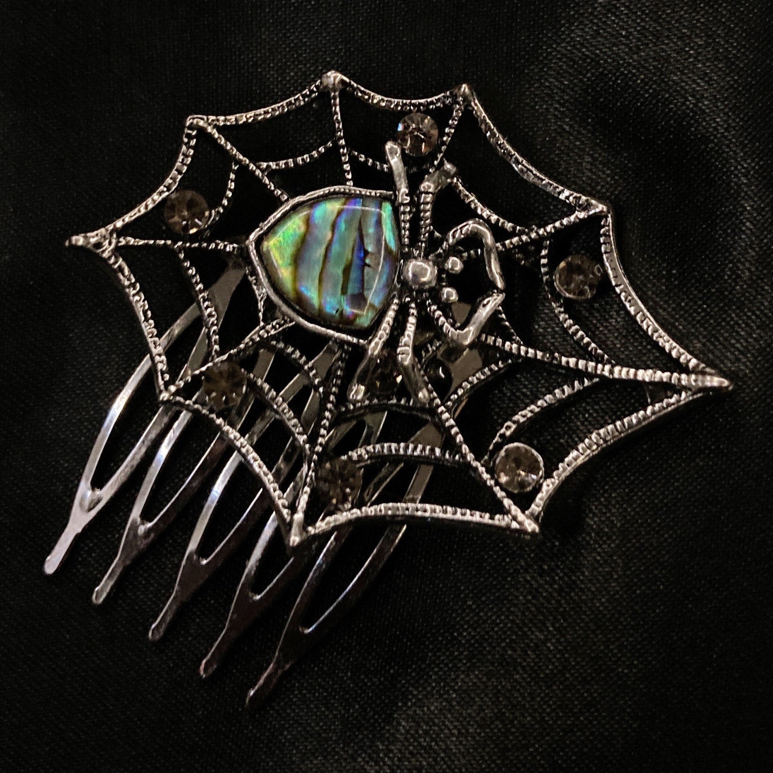 Spider Hair Comb Spider Web Hair Comb Abalone Spider Silver - Etsy