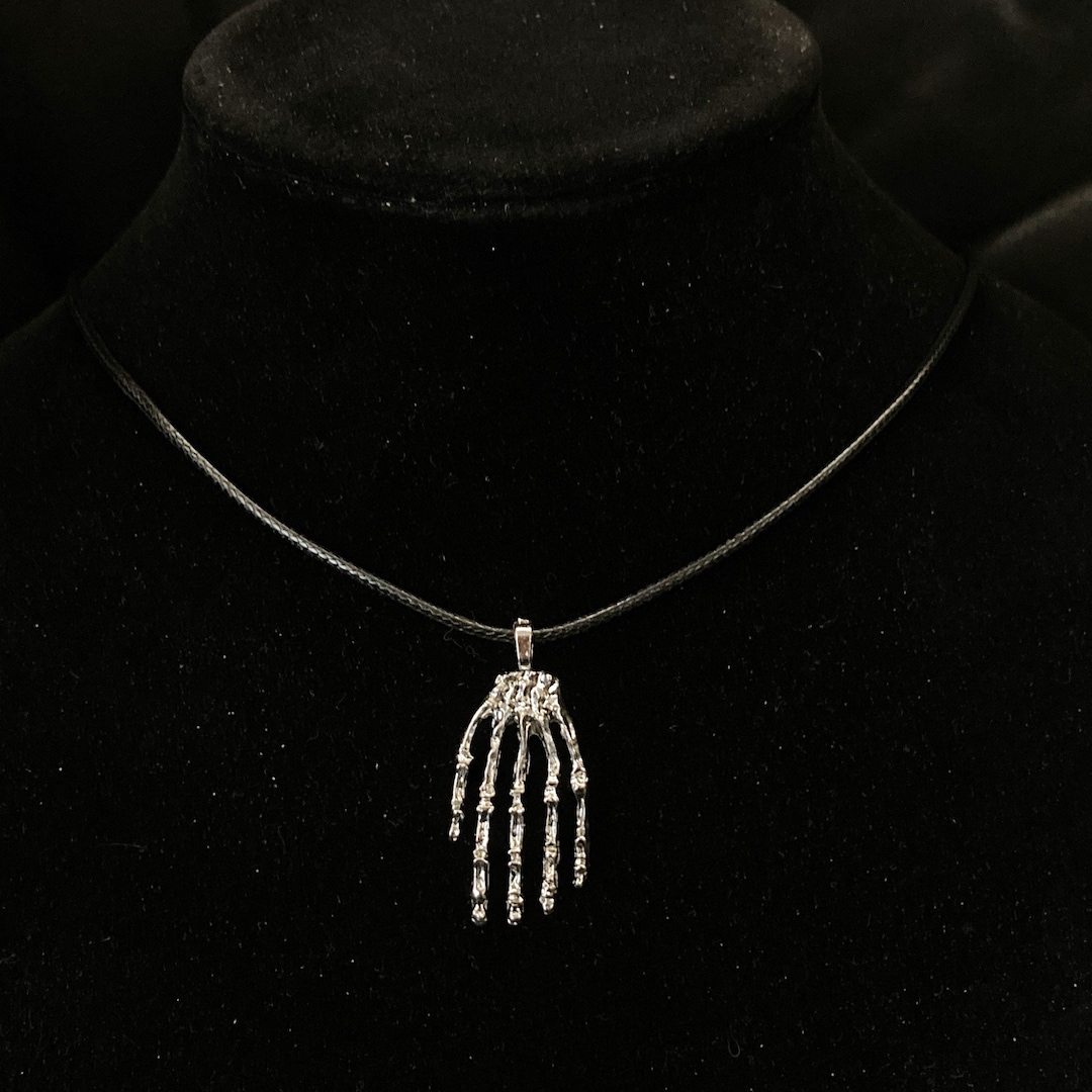 Skeleton Hand, Silver Skeleton Hand, Hand Necklace, Skeleton Necklace ...