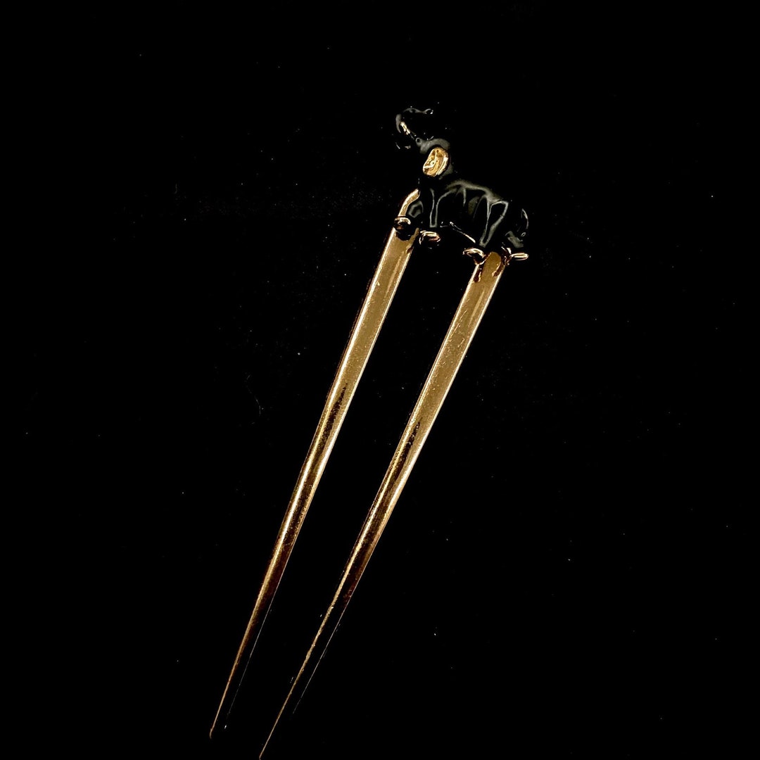 Elephant Hair Fork, Black Elephant, Gold Elephant, Elephant Jewelry ...