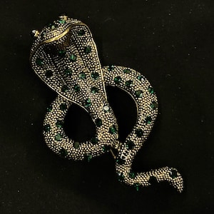Snake Brooch, Snake Pin, Green Snake, Gold Snake Pin, Gold Snake Brooch ...
