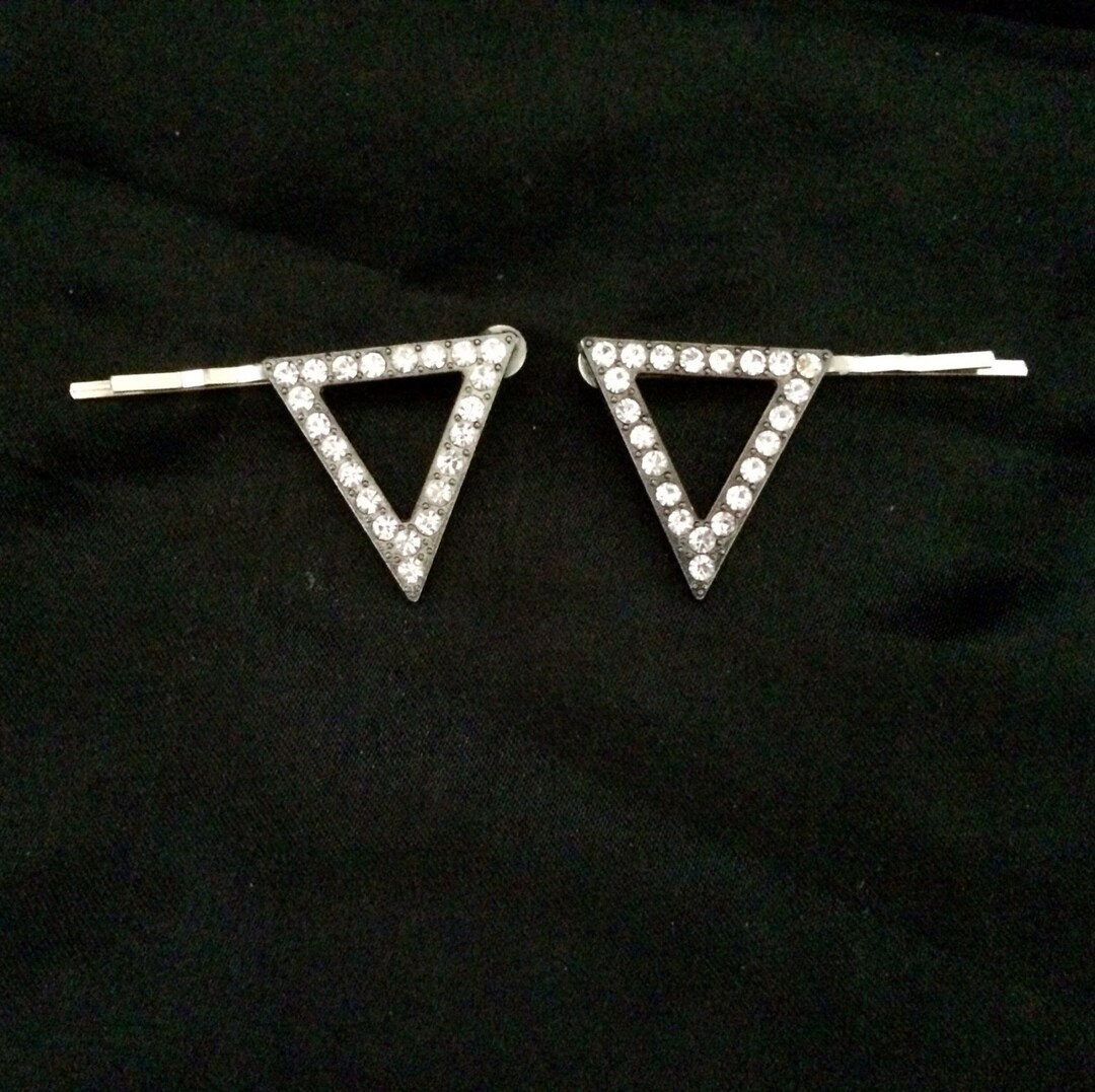 Buy Silver Triangles, Jeweled Triangle, Silver Hair Pins, Silver Bobby ...