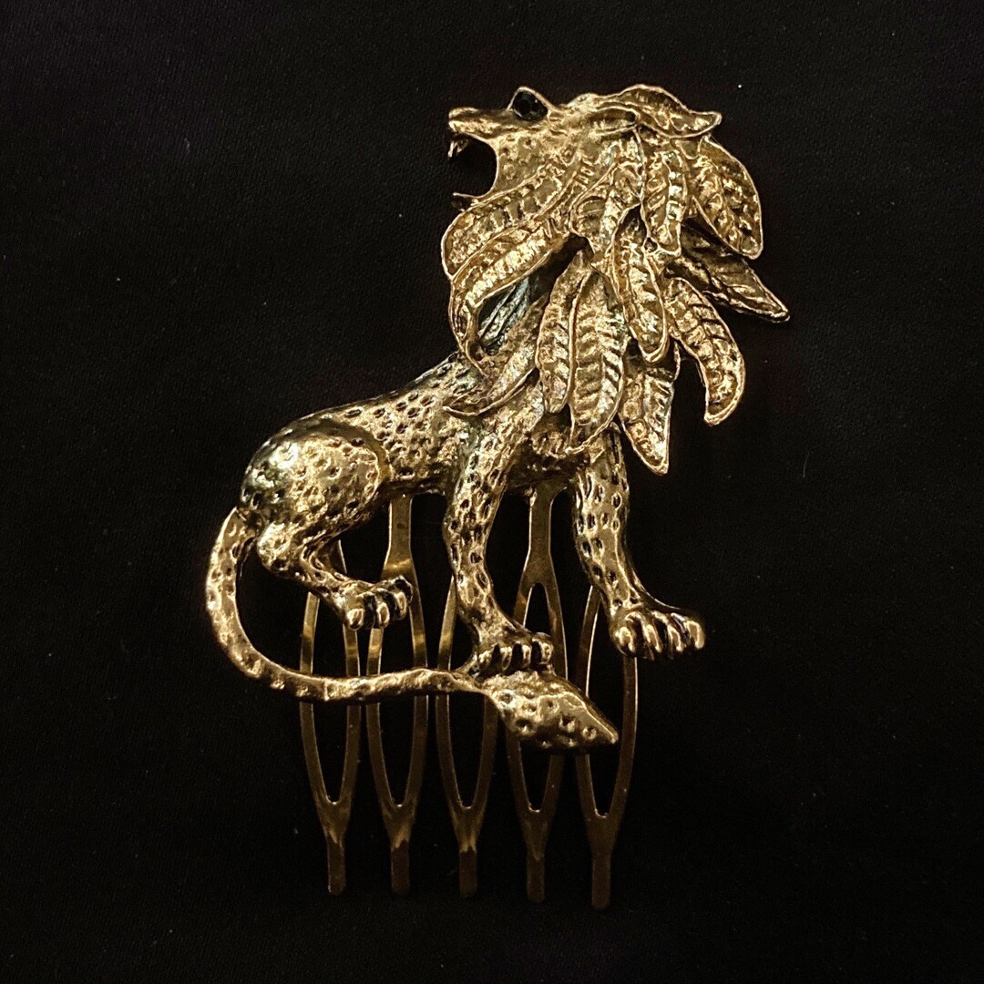 Gold Lion Hair Comb: Majestic Feline Jewelry - Etsy