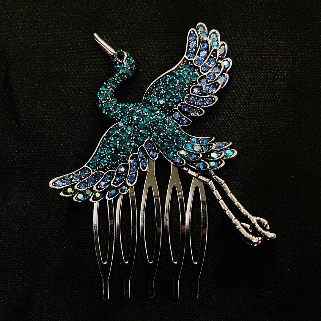 Bird Hair Comb Blue Bird Stork Hair Comb Crane Hair Comb - Etsy