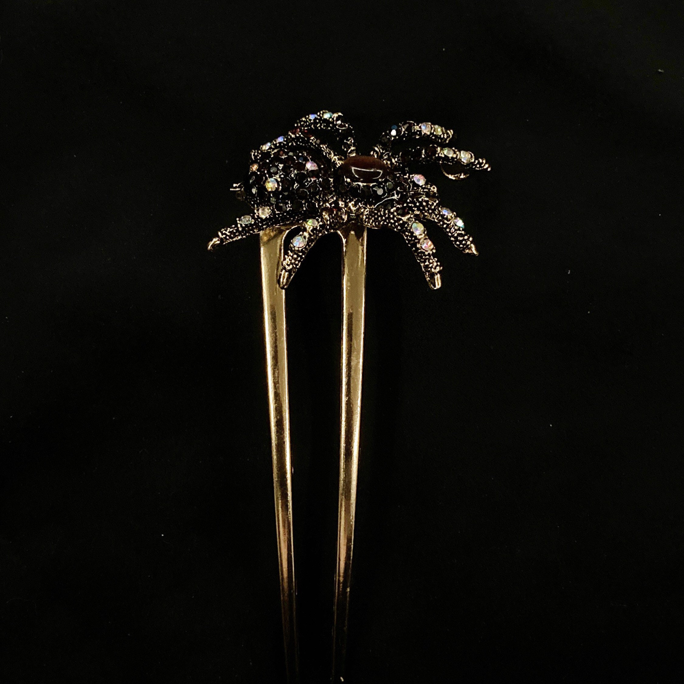 Black Spider, Spider Hair Fork, Goth Hair Fork, Gold Hair Fork, Spider ...