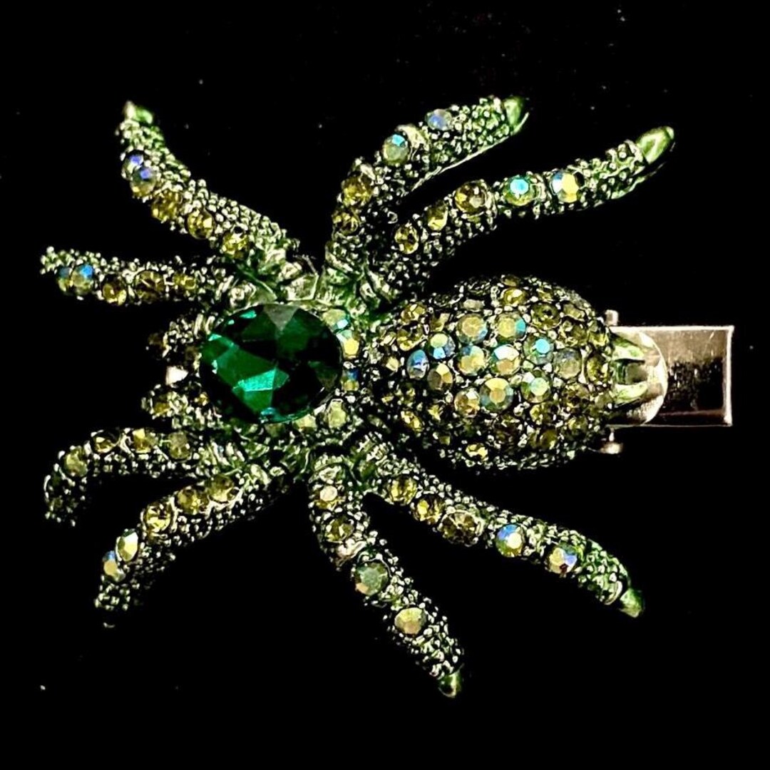 Green Spider, Green Hair Clip, Spider Hair Clip, Alligator Clip, Spider ...
