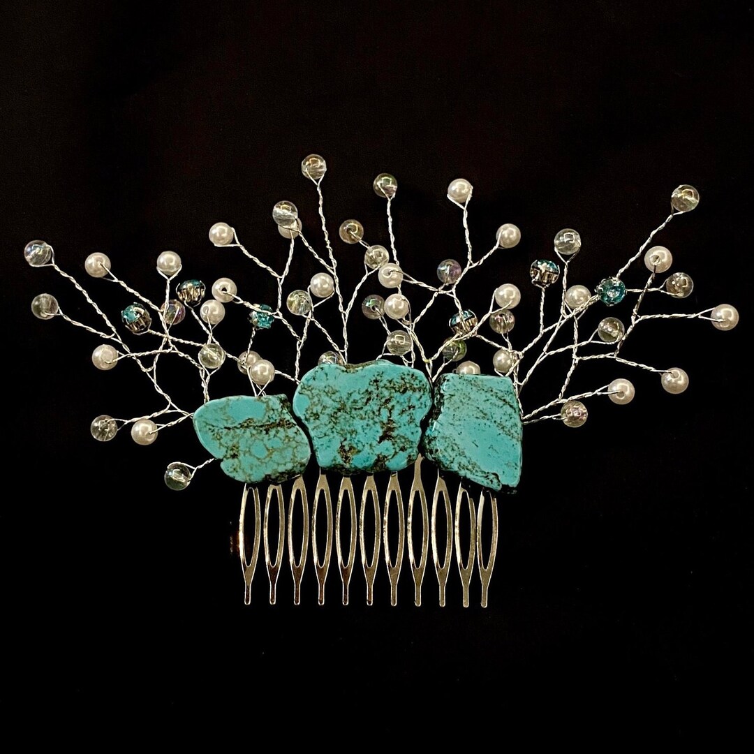 Bridal Hair Comb, Wedding Hair, Turquoise Comb, Turquoise Hair Comb ...