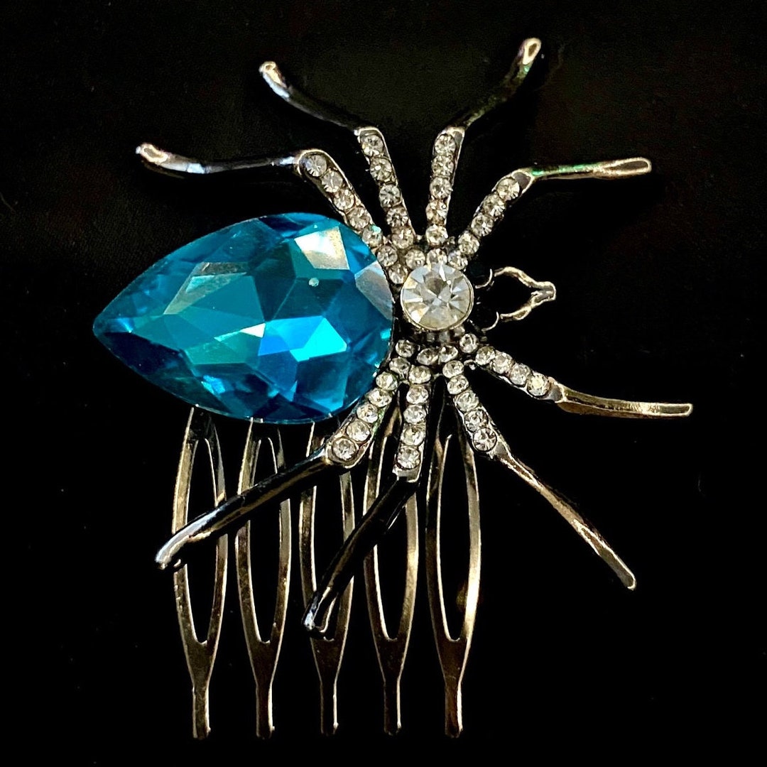 Black Spider, Light Blue Spider, Spider Hair Comb, Goth Hair Comb ...