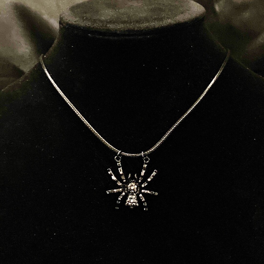 Spider Necklace, Goth Necklace, Goth Pendant, Spider Pendant, Jeweled ...
