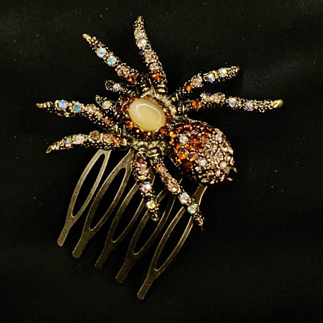 Gold Spider, Spider Hair Comb, Goth Hair Comb, Spider Jewelry, Arachnid ...