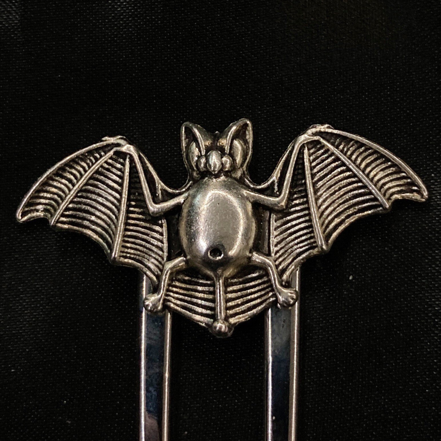 Silver Bat Bat Hair Pin Bat Hair Fork Goth Hair Fork | Etsy