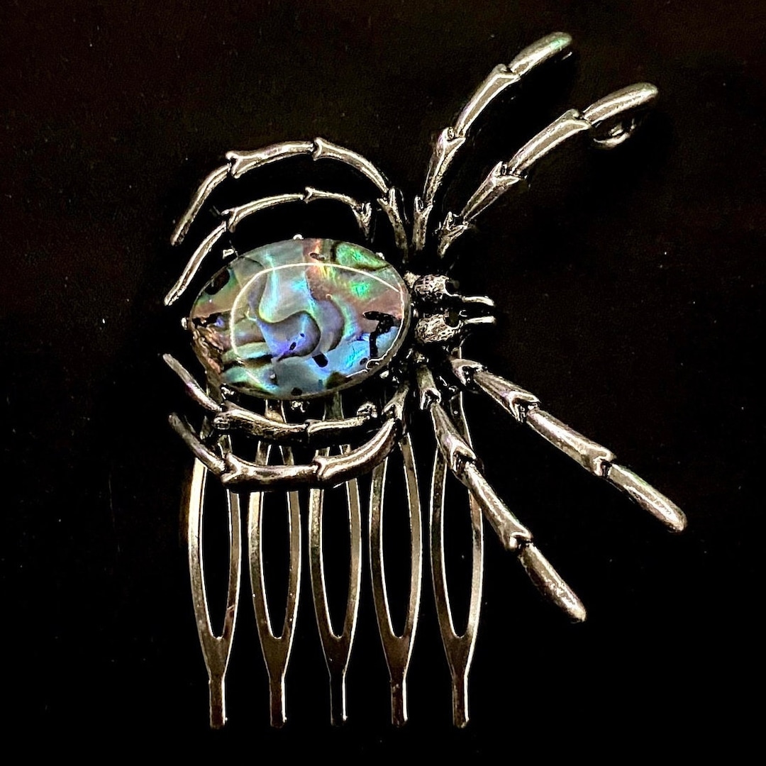 Spider Hair Comb, Abalone Spider, Abalone Hair Comb, Goth Hair Comb ...