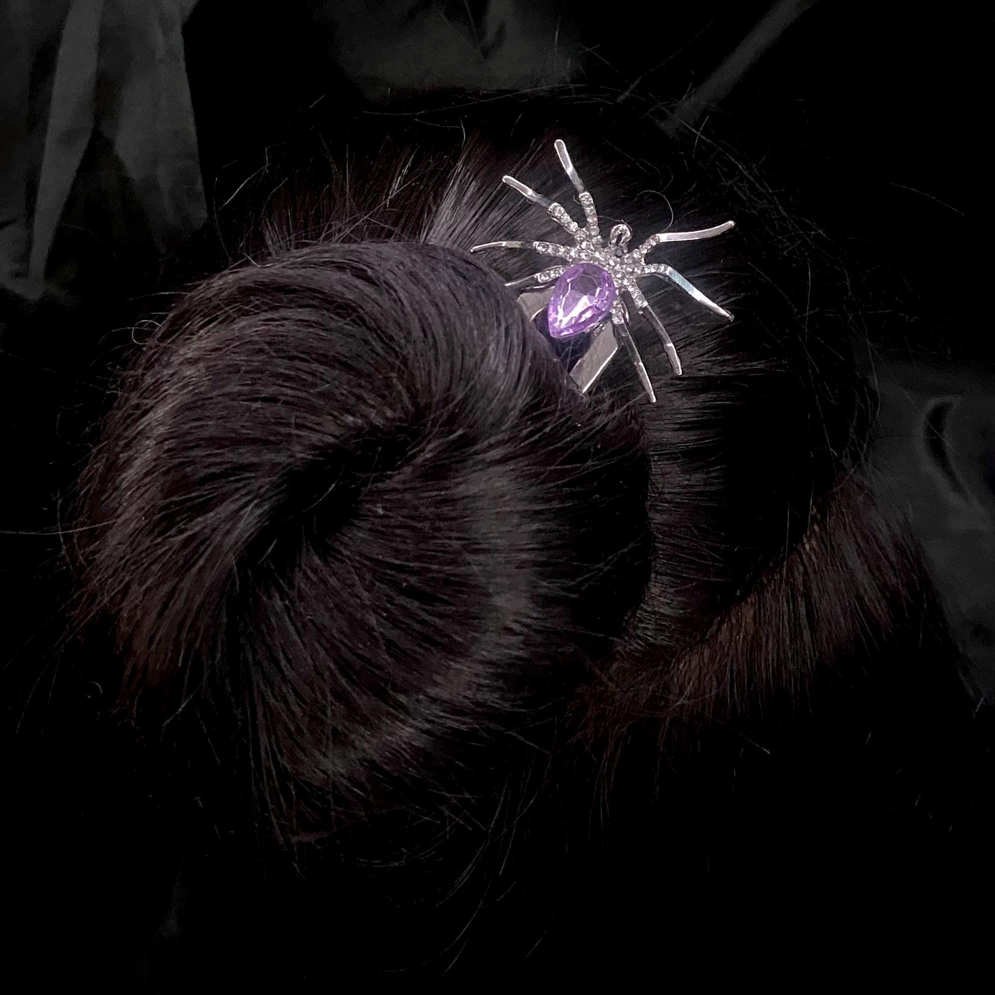 Silver Spider, Spider Hair Fork, Goth Hair Fork, Silver Hair Fork ...