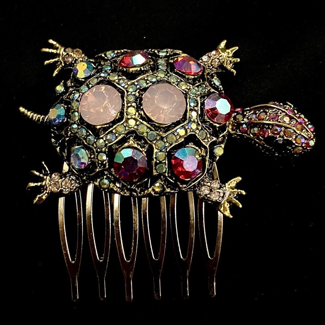 Turtle Hair Comb, Gold Turtle, Tortoise Hair Comb, Reptile Hair Comb ...