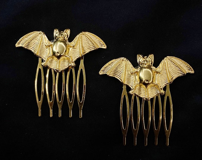 Gold Hair Combs, Goth Hair Combs, Bat Hair Combs, Wing Hair Comb, Bat ...