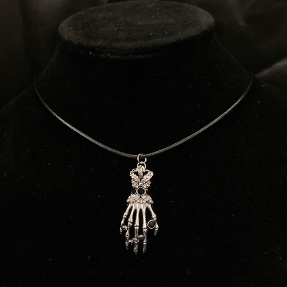 Skeleton Hand Silver Skeleton Hand Hand Necklace Skeleton | Etsy
