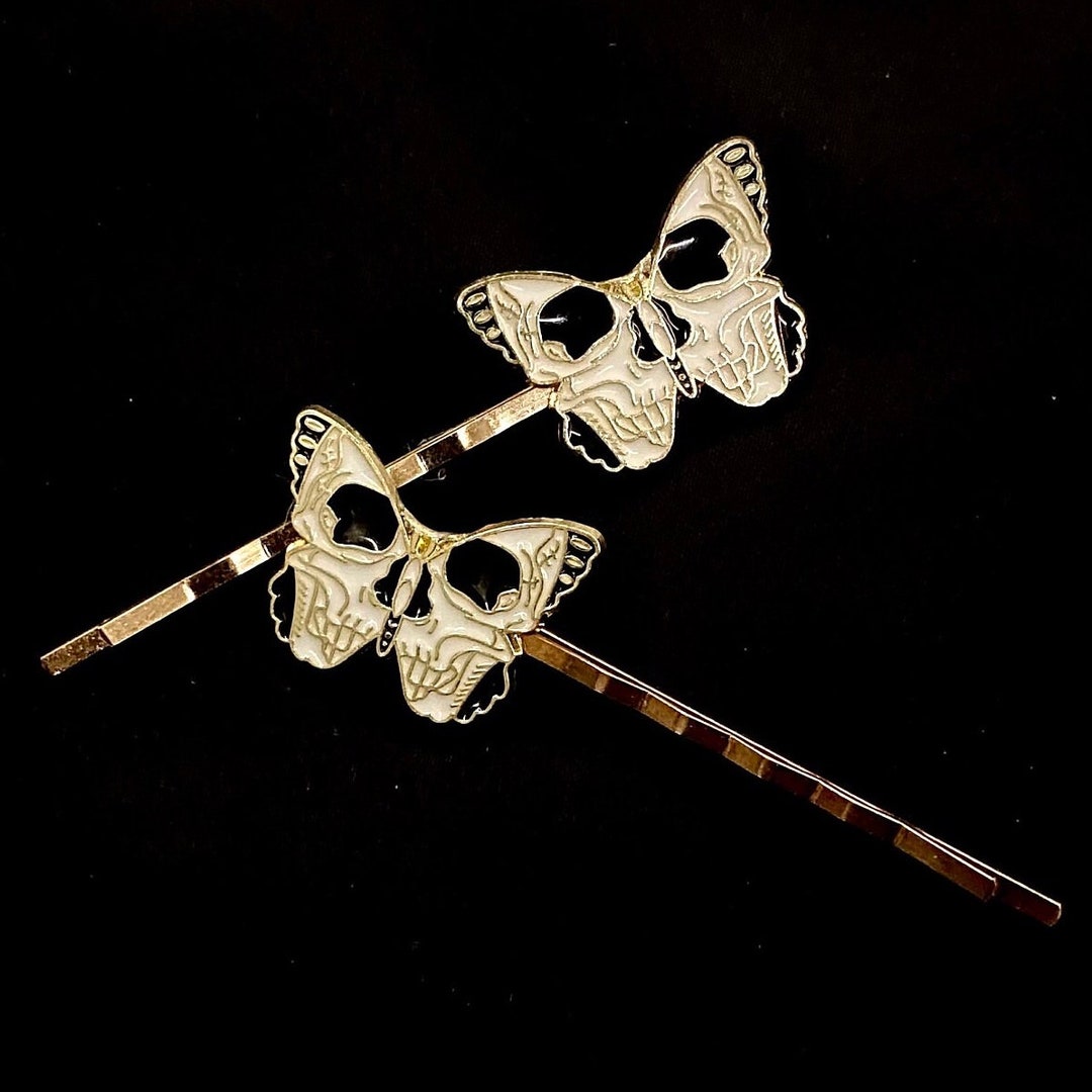 Skull Moth, Moth Hair Pins, Moth Bobby Pins, Skull Hair Pin, Skull ...
