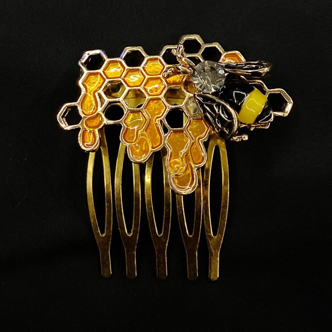 Bee Hair Comb, Honey Comb, Enamel Bee, Yellow Bee, Black Yellow Bee ...