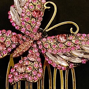 Hair Comb, Pink Butterfly, Jeweled Butterfly, Butterfly Hair Comb, Pink ...