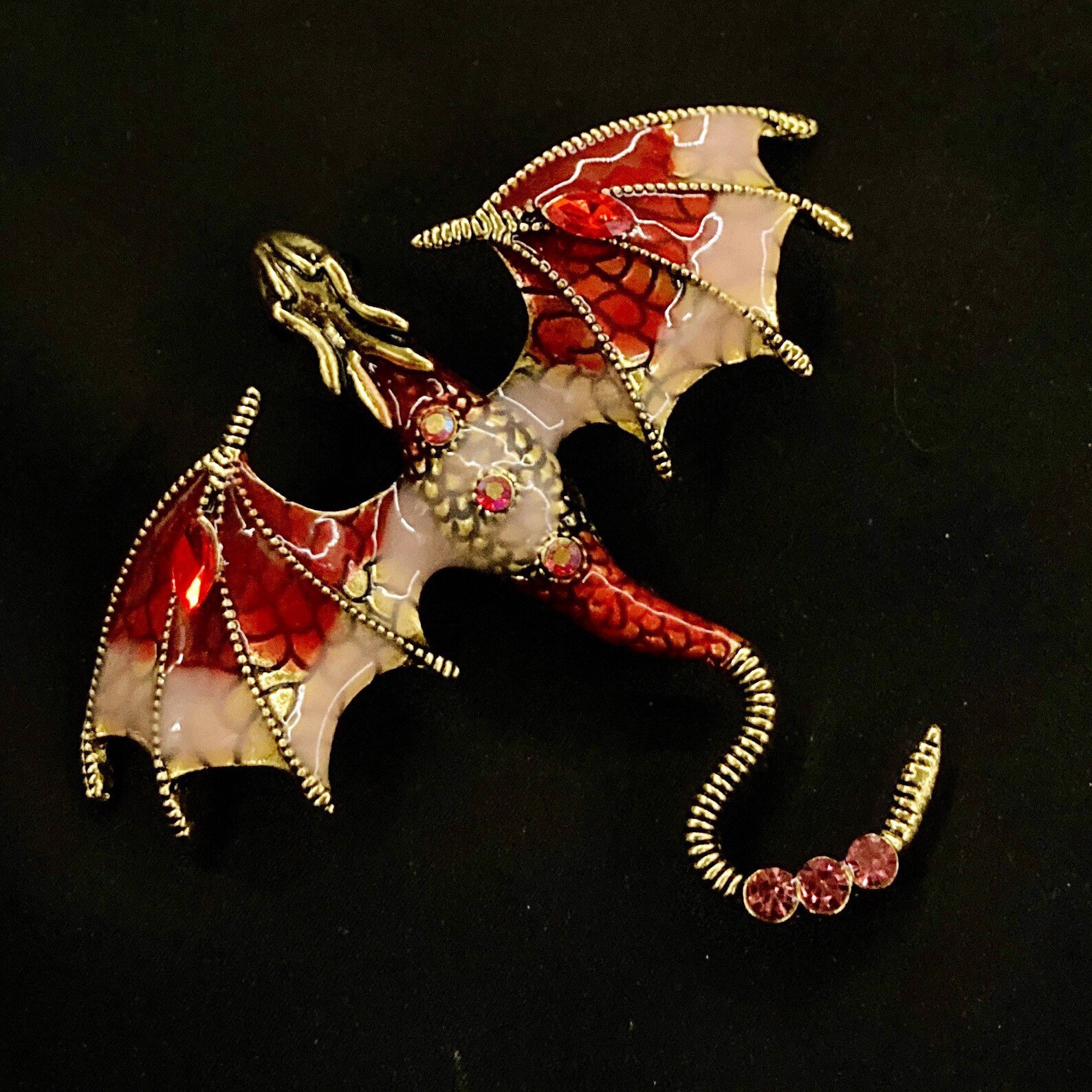 Dragon Brooch Dragon Pin Red Dragon Gold Dragon Dragon - Etsy