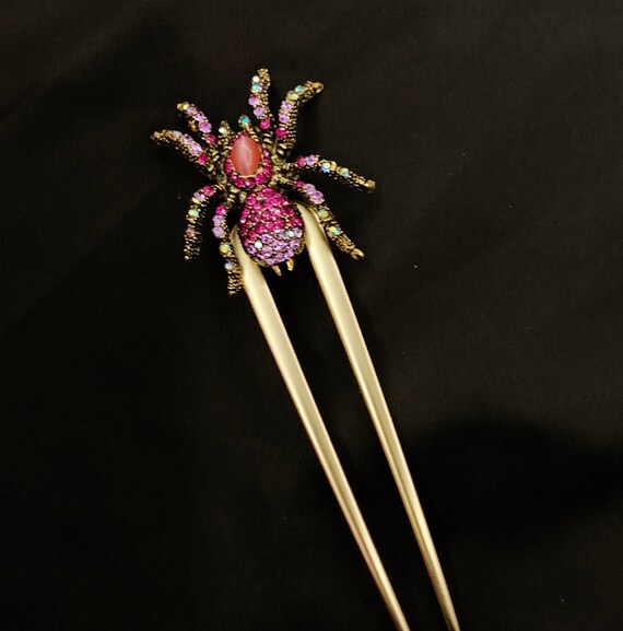 Pink Spider Spider Hair Fork Goth Hair Fork Silver Hair | Etsy