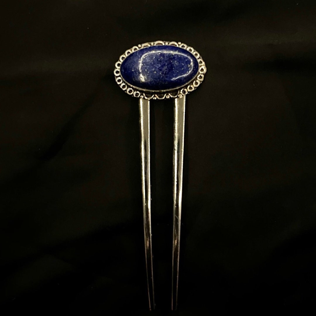 Lapis Lazuli Hair, Lapis Hair Fork, Lapis Lazuli Fork, Blue Stone, Semi ...