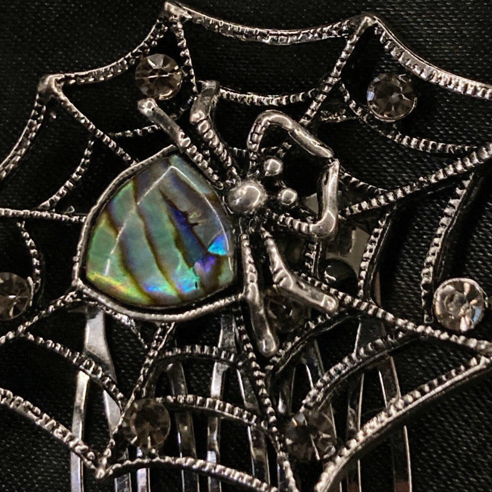 Spider Hair Comb Spider Web Hair Comb Abalone Spider Silver - Etsy