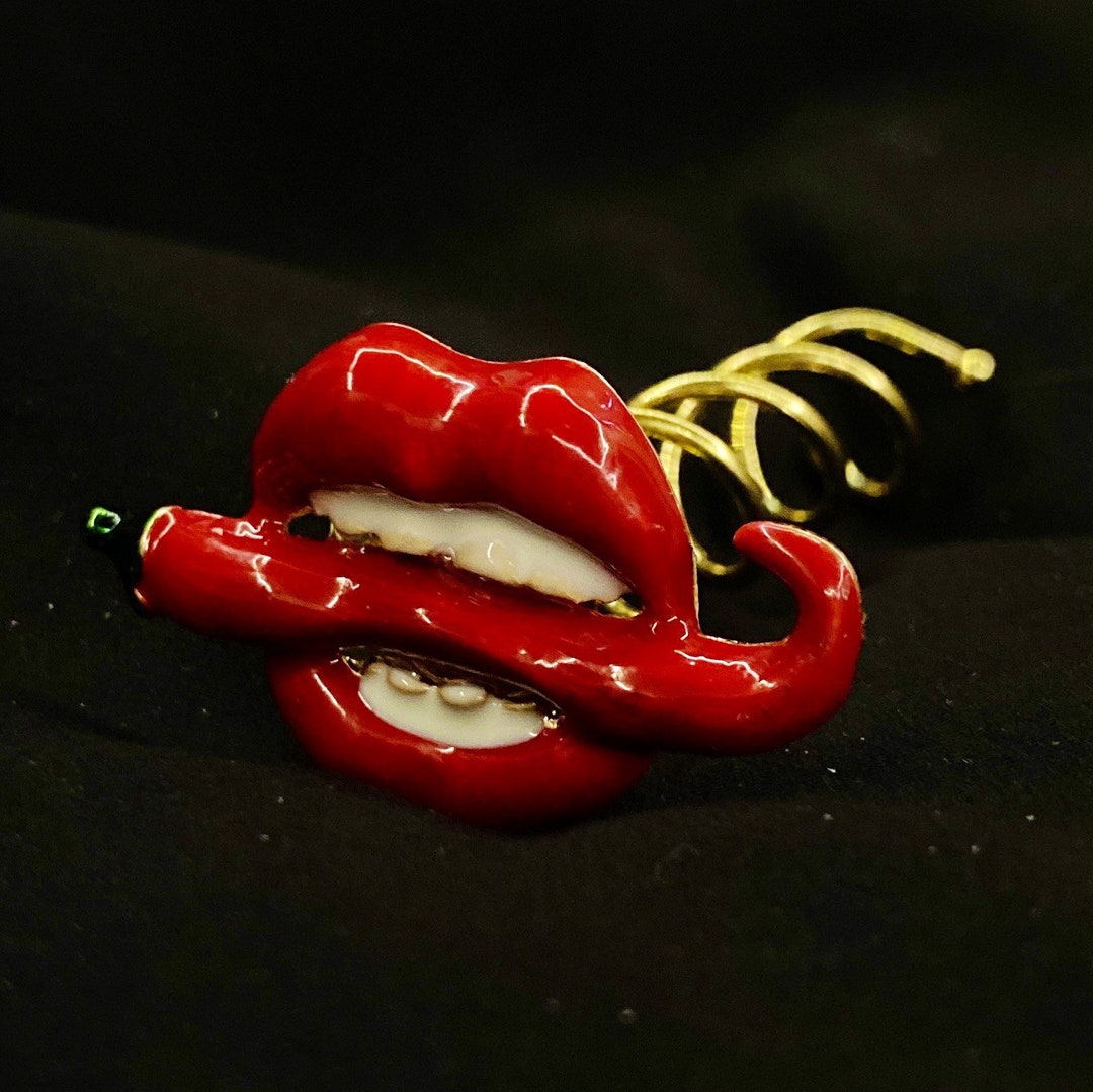 Spiral Hair Pin, Mouth Hair Pin, Red Lips, Red Pepper, Hair Pin Bun ...