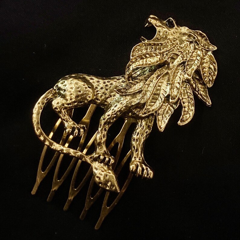 Gold Lion Hair Comb: Majestic Feline Jewelry - Etsy