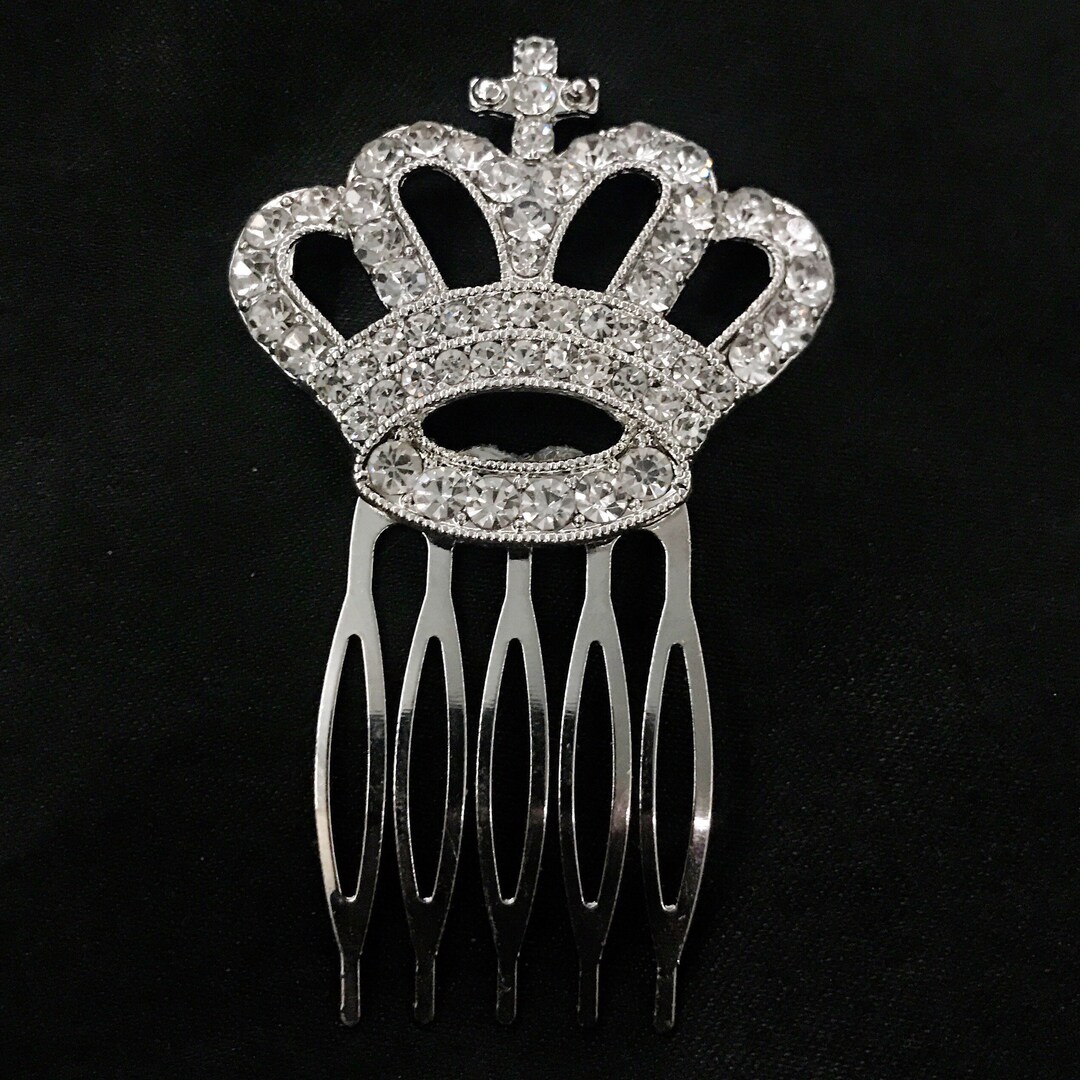 Silver Crown, Silver Hair Comb, Jewel Encrusted, Sparkling Crown, Crown ...
