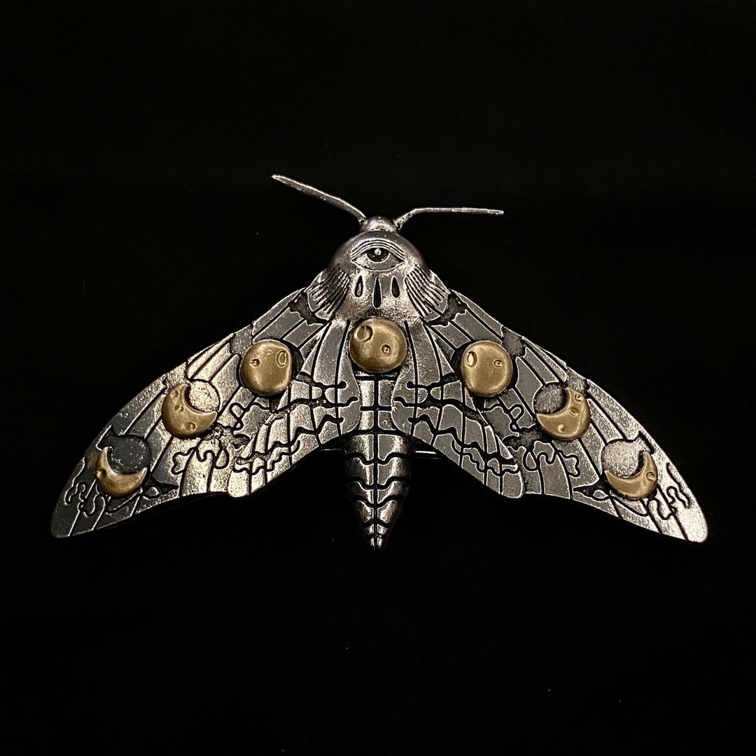 Moth Barrette, Silver Barrette, Moon Phases, Silver Moth, Gold Moons ...