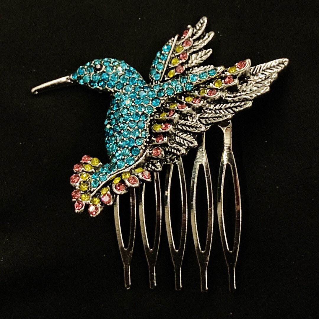 Bird Hair Comb, Blue Hummingbird, Hummingbird, Blue Humming Bird ...