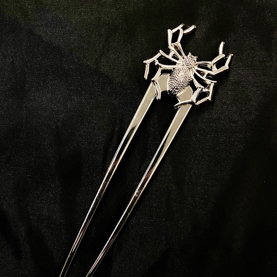 Silver Spider, Spider Hair Fork, Goth Hair Fork, Silver Hair Fork ...
